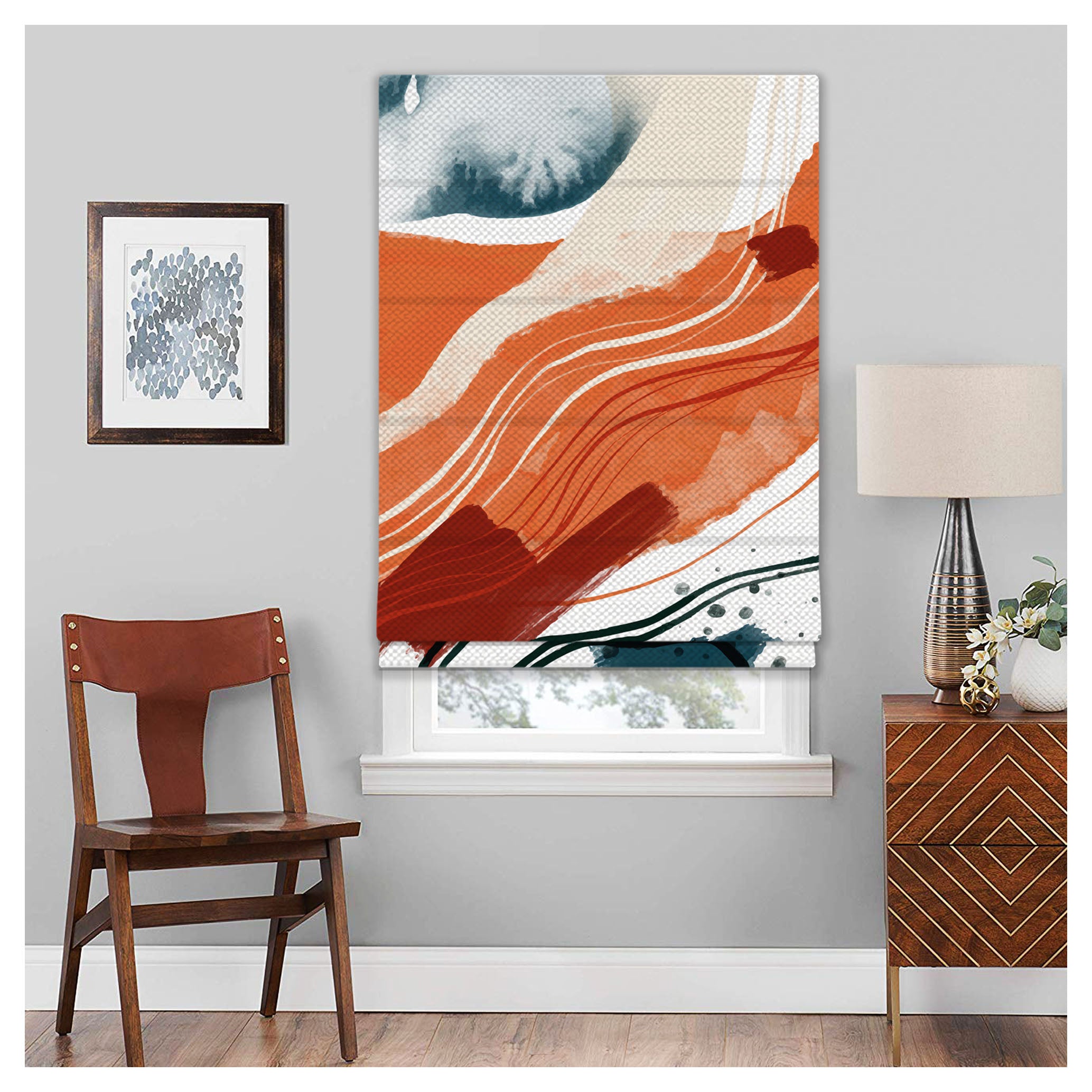 Hand Draw Abstract Pattern Print Window Roman Shade – Art Shades