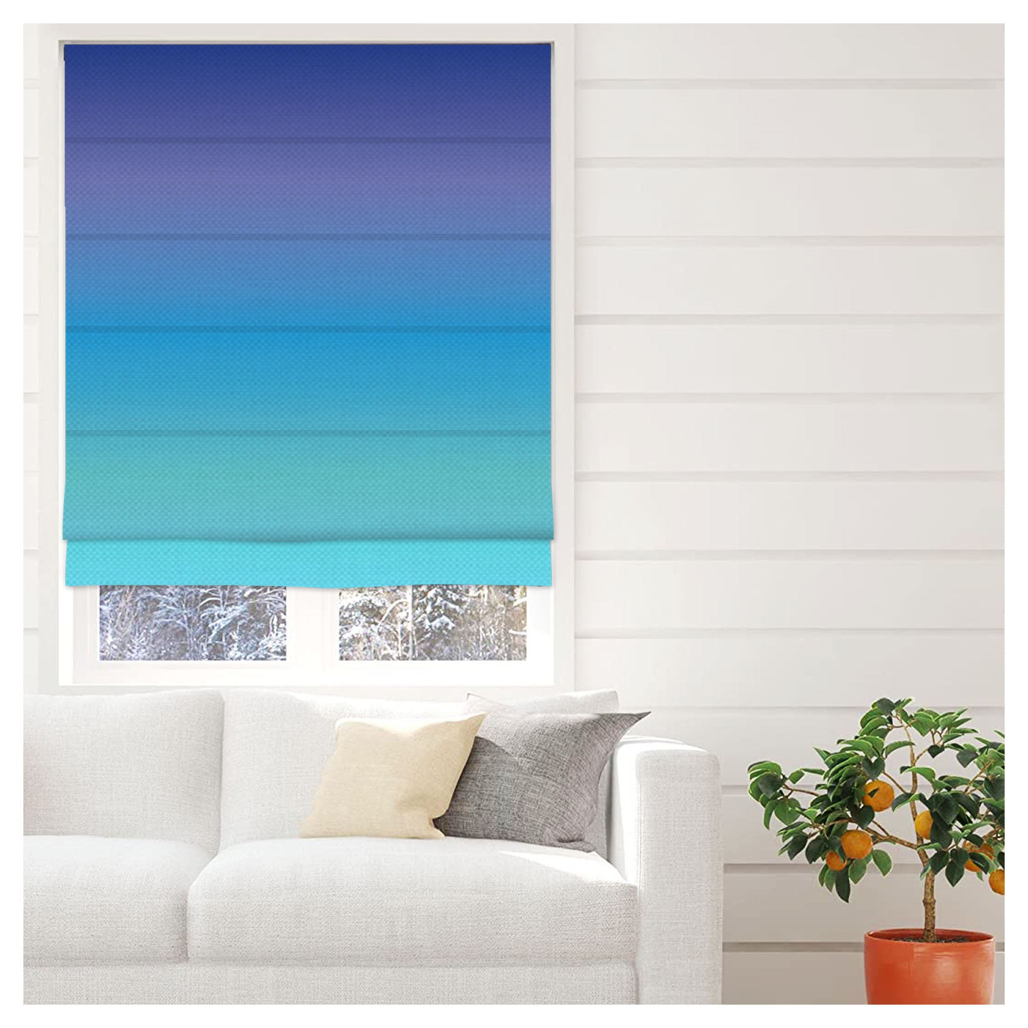 Blue Ombre Gradient Tone Roman Shade – Art Shades