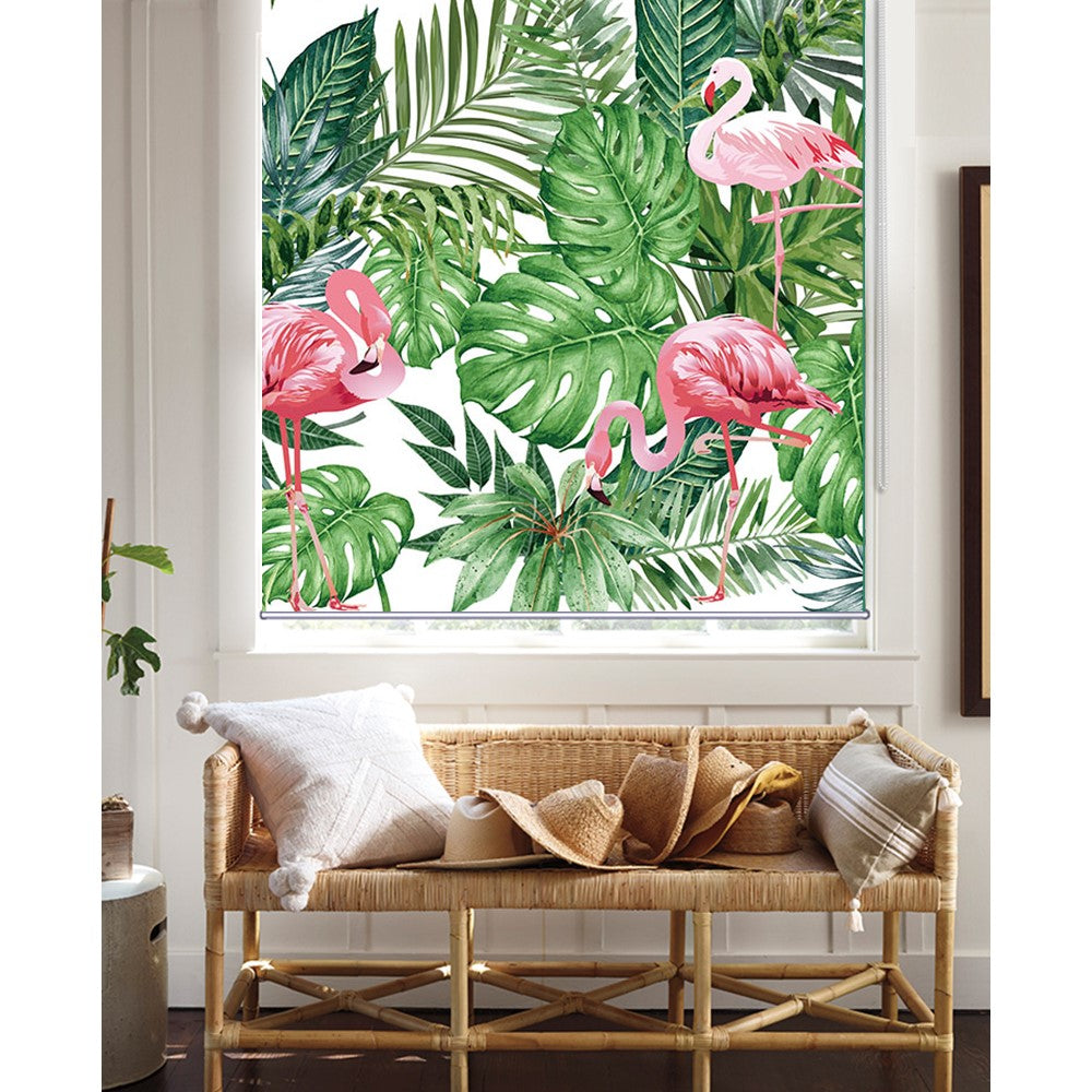 Flamingos in Tropical Garden Window Roller Shade – Art Shades