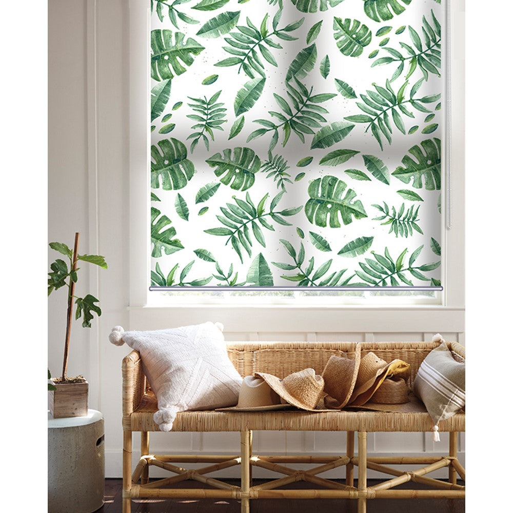 Botanical Green Room Lucky Leaf Flora Print Window Roller Shade – Art ...