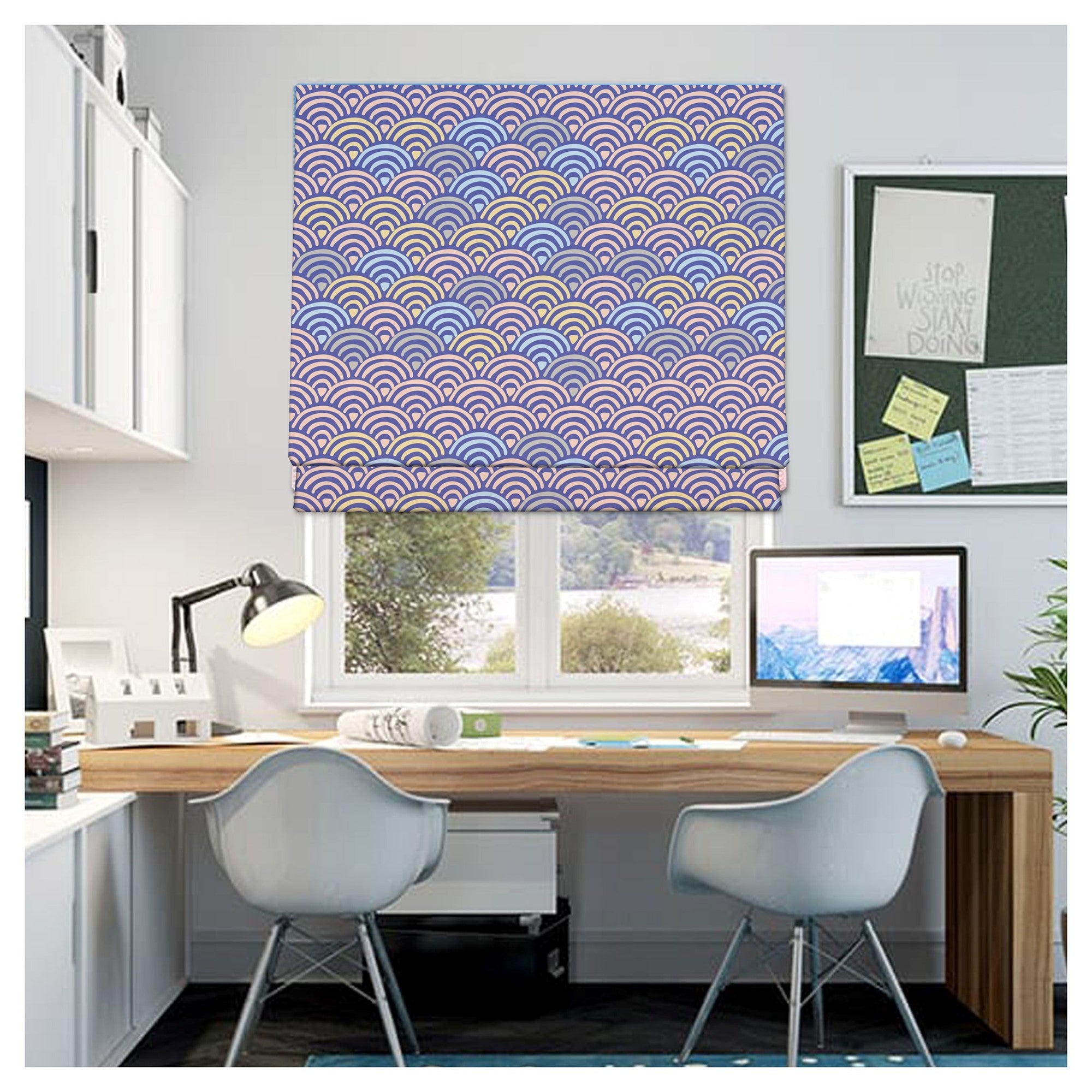 Japanese Geometric Seamless Linen Window Roman Shade – Art Shades