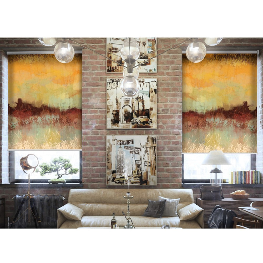 Abstract Art Yellow Copper Painting Window Roller Shade – Art Shades