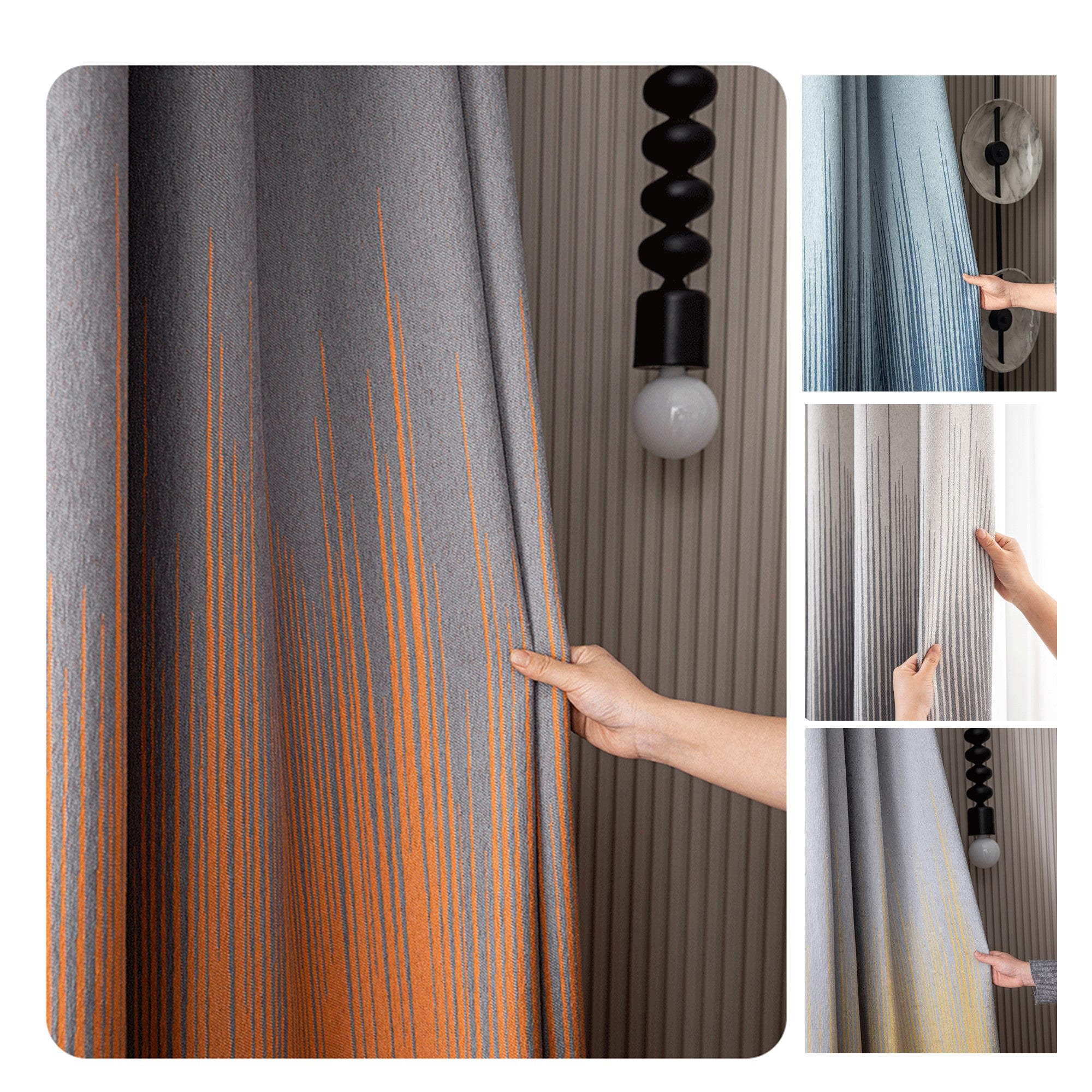 Ombre Wave Premium Linen Window Curtains Drapery – Art Shades