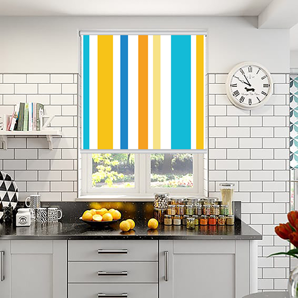 Mid Century Colorful Striped Window Roller Shade – Art Shades
