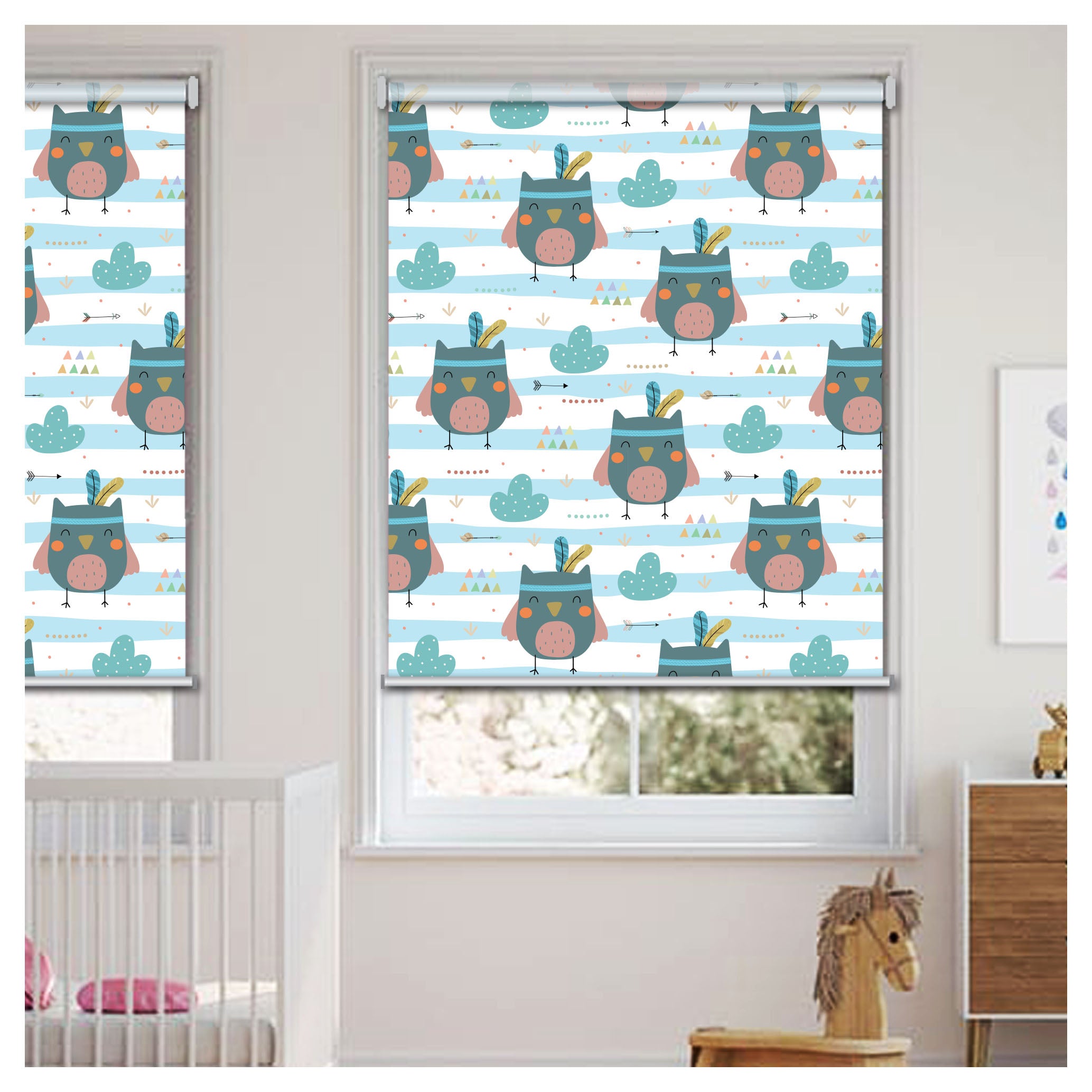 Nursery Kids Baby Room Owls Theme Window Roller Shade – Art Shades
