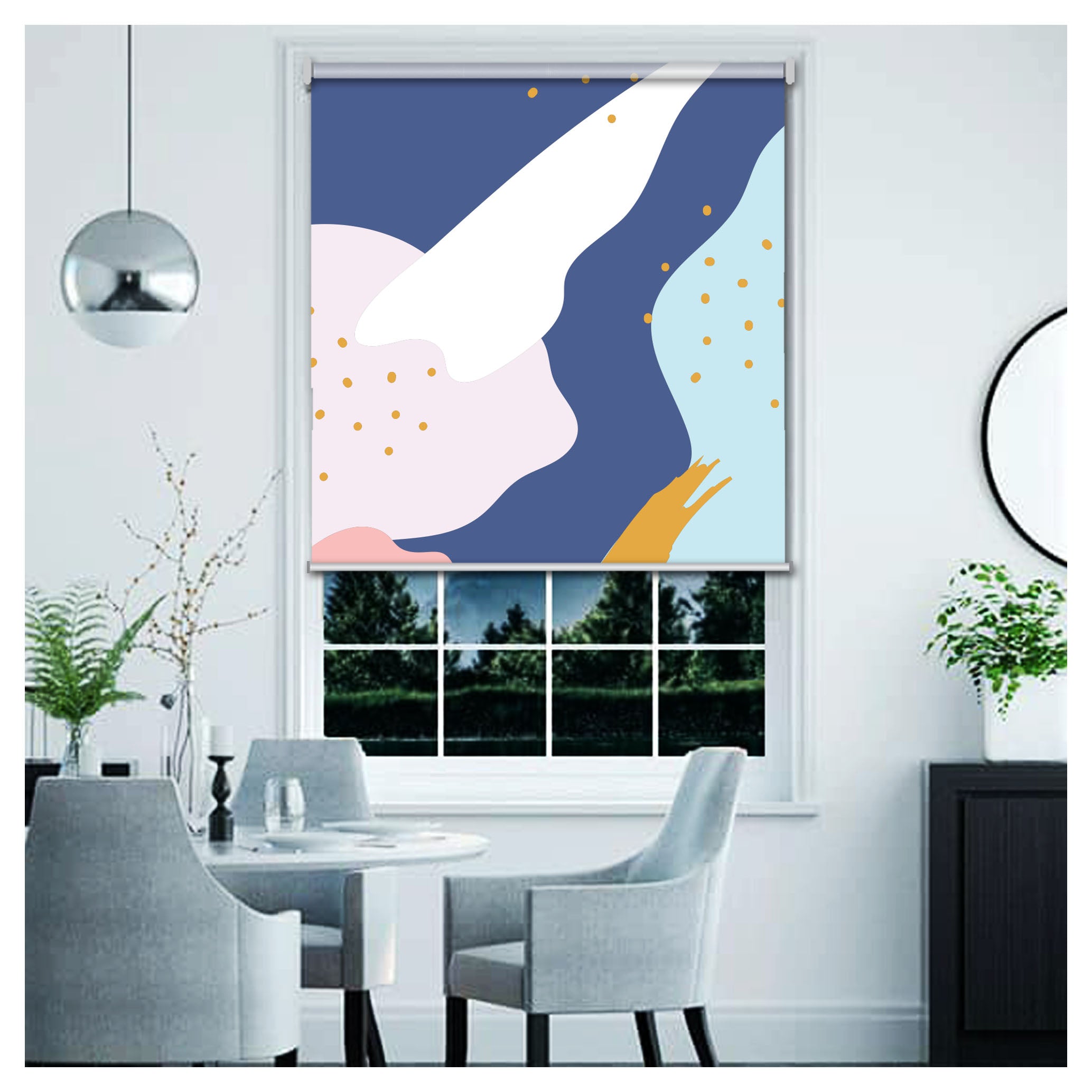 Waves Organic Mid Century Modern Abstract Window Roller Shade – Art Shades