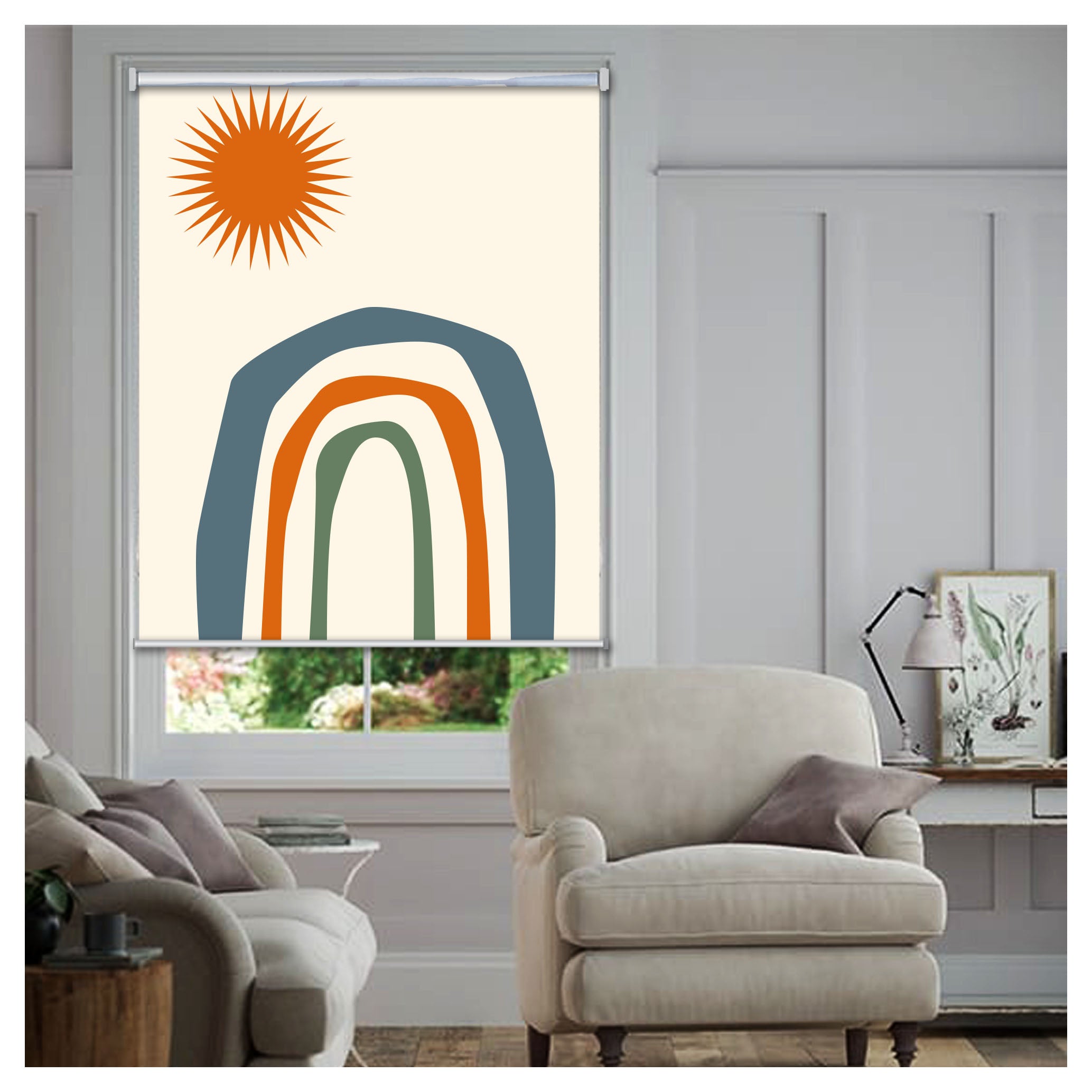 Rainbow and Sun Bohemian Window Roller Shade – Art Shades