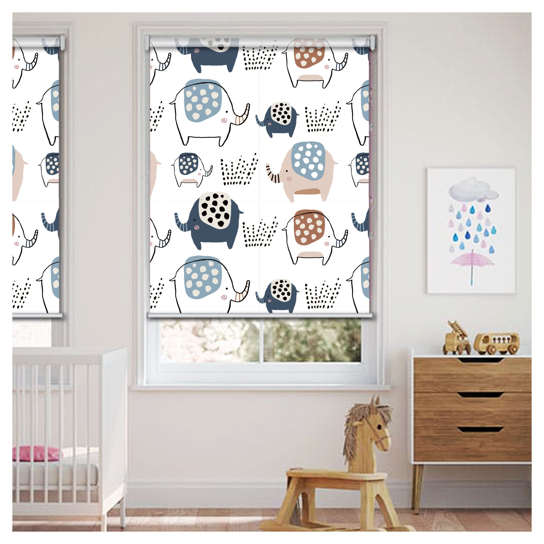 Cute Elephants Nursery Kid Room Window Roller Shade – Art Shades