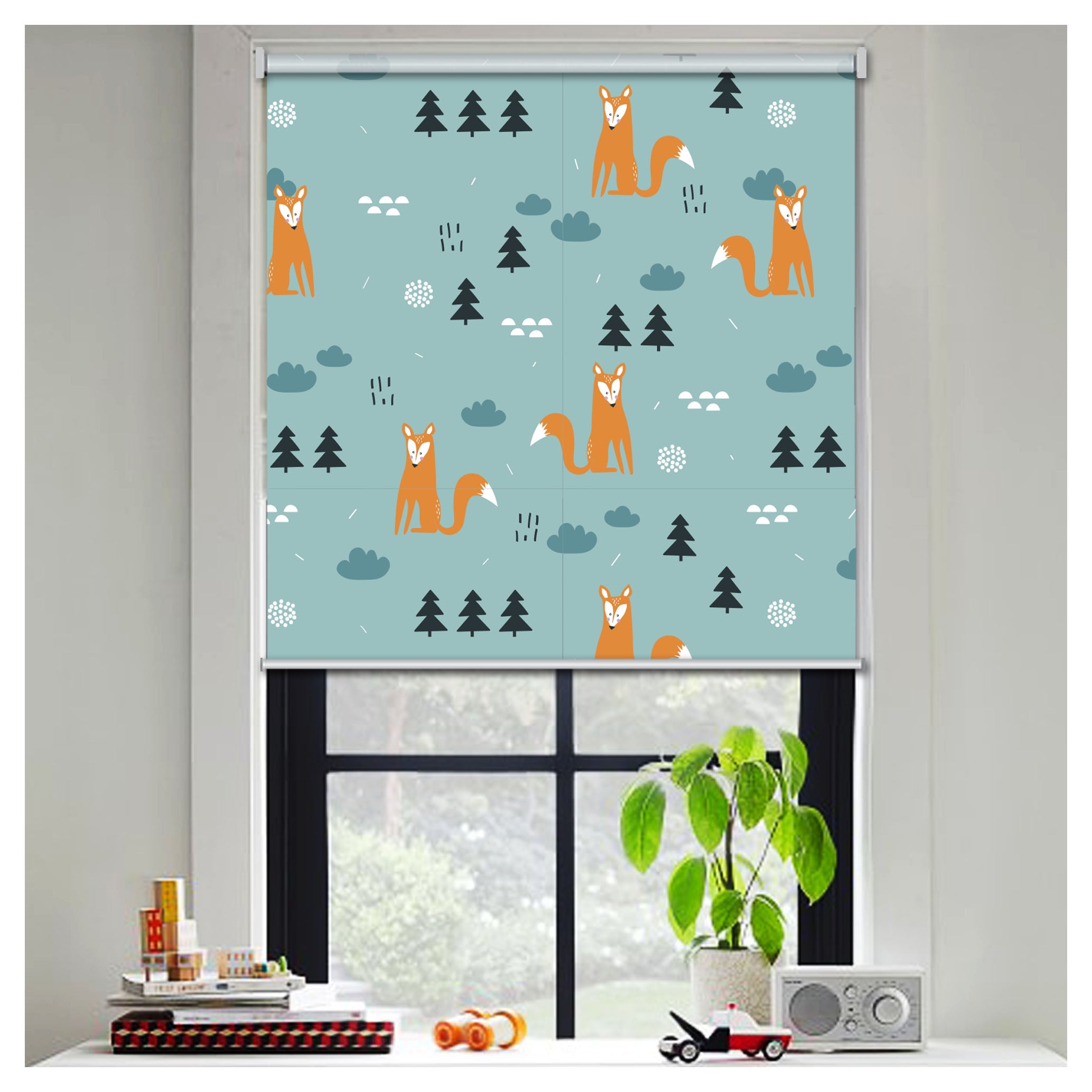Little Fox Print Nursery Theme Window Roller Shade – Art Shades