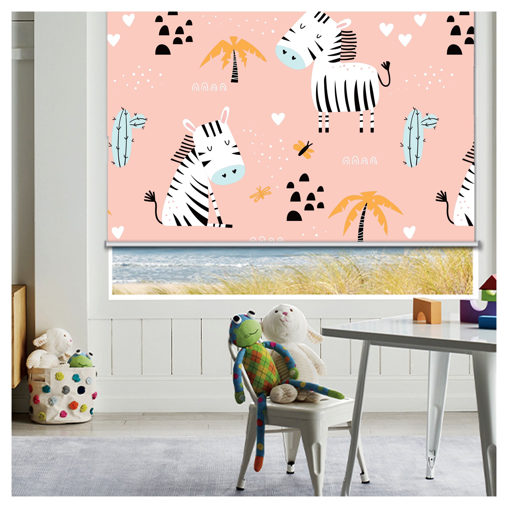 Nursery Kid Baby Room Zebra Theme Window Roller Shade – Art Shades