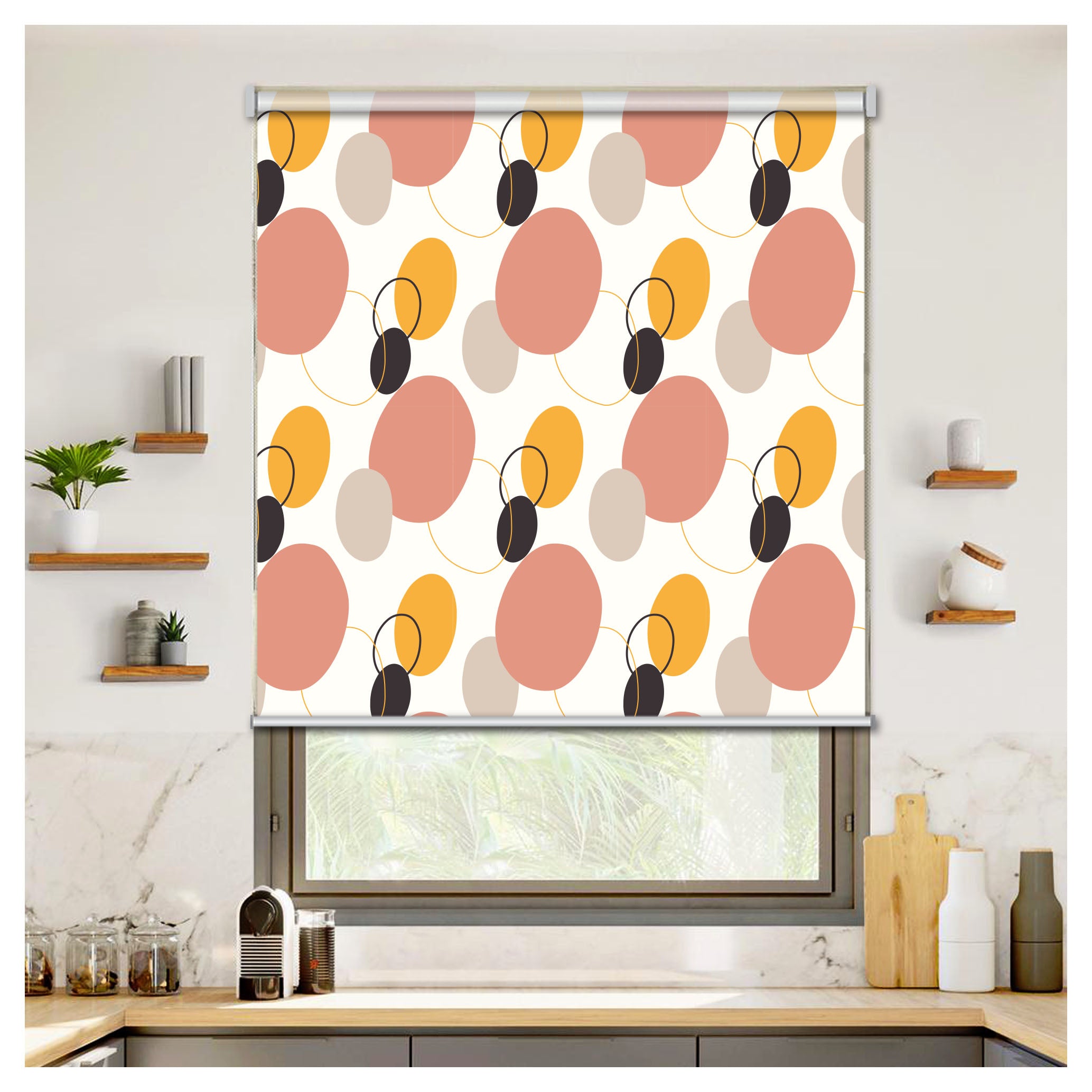 Mid Century Geometry Organic Shape Window Roller Shade – Art Shades