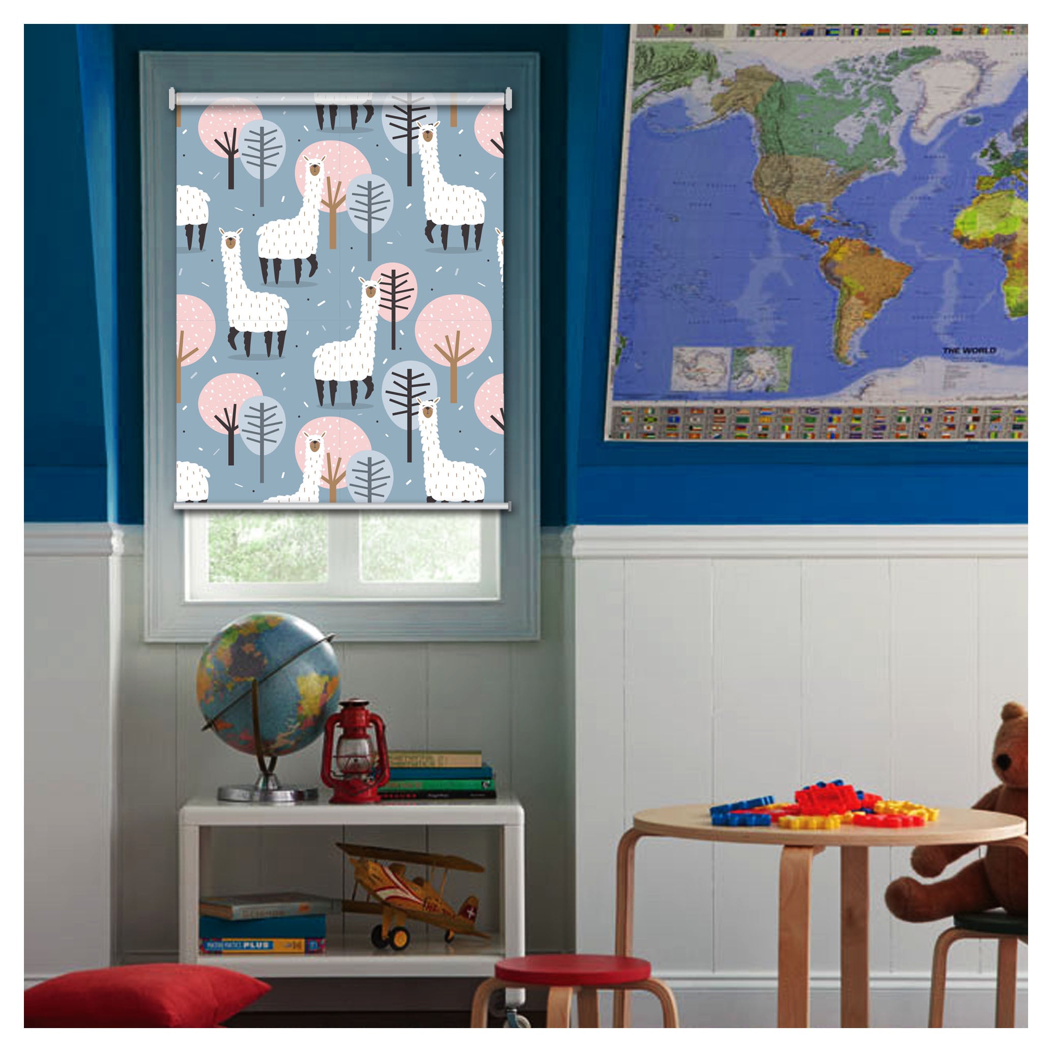 Nursery Kid Baby Room Llama Alpaca Window Roller Shade – Art Shades