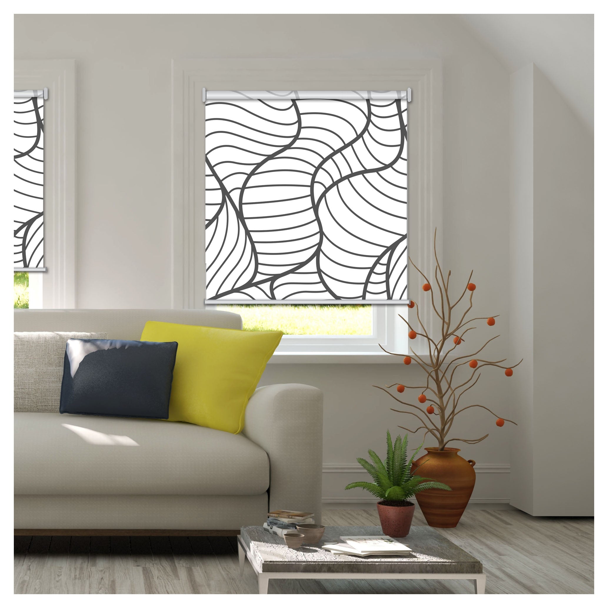Abstract Contemporary Seamless Line Print Window Roller Shade – Art Shades