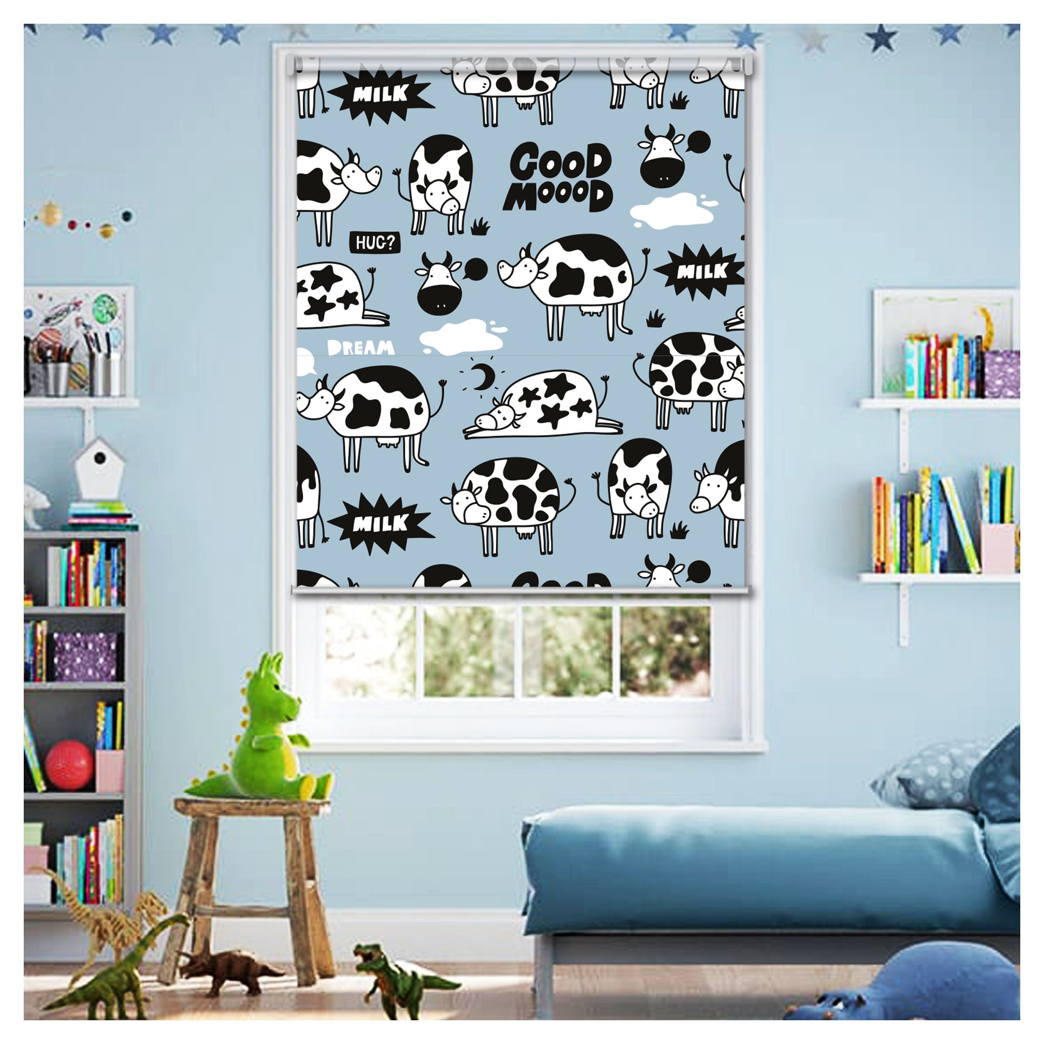 Good Mood Happy Cow Kettle Kid Nursery Window Roller Shade – Art Shades