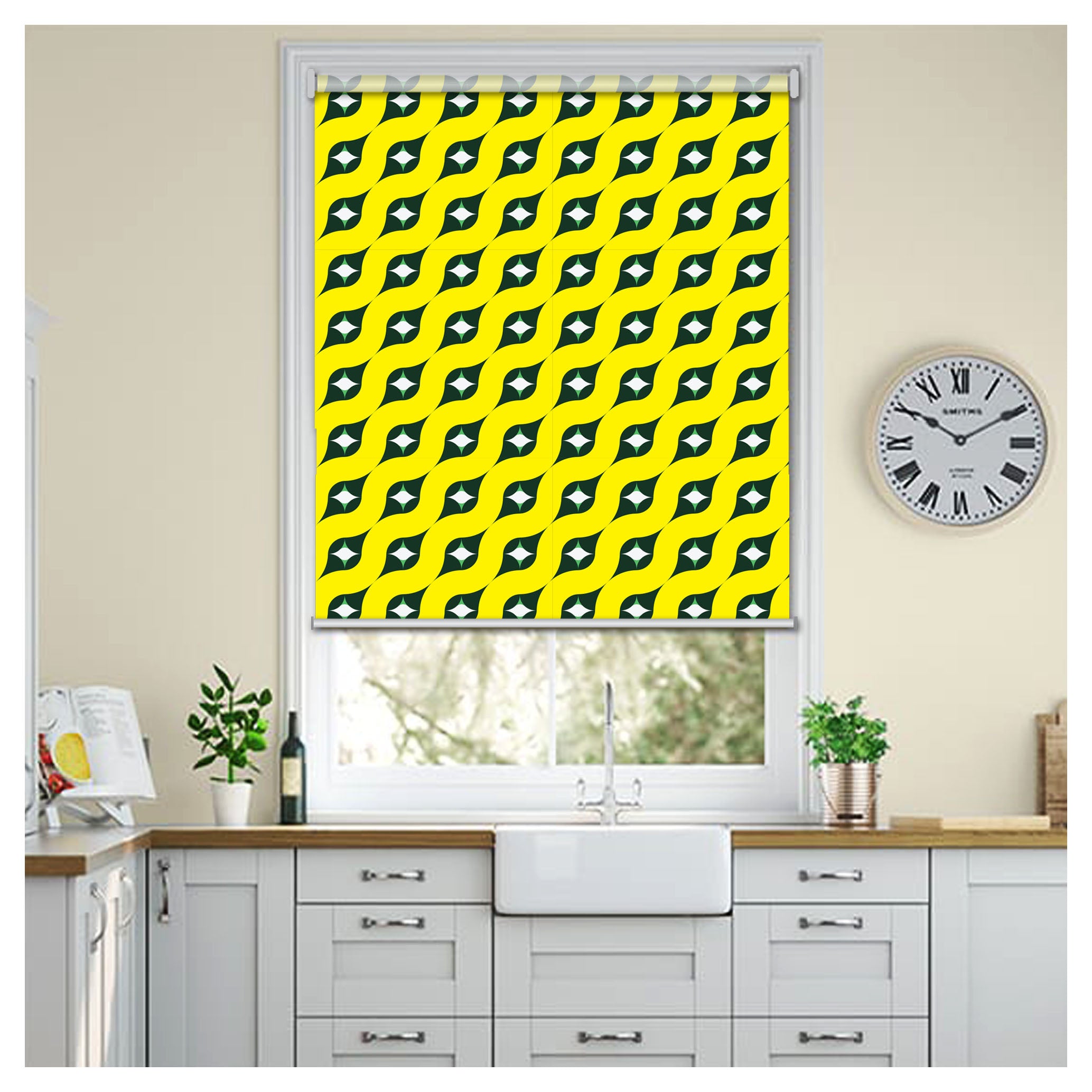 Mid Century Bright Illusion Yellow Window Roller Shade – Art Shades