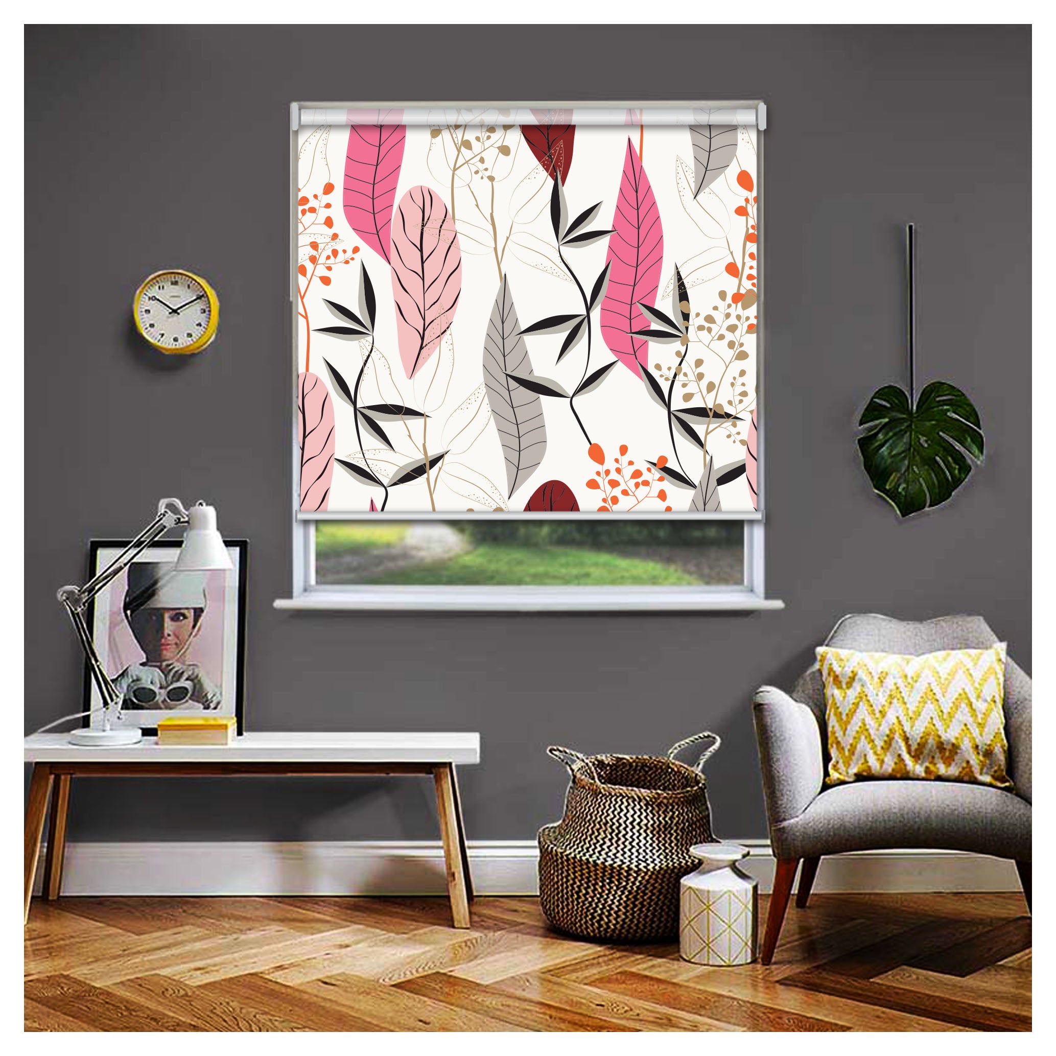 Contemporary Modern Plant Botanical Print Window Roller Shade – Art Shades