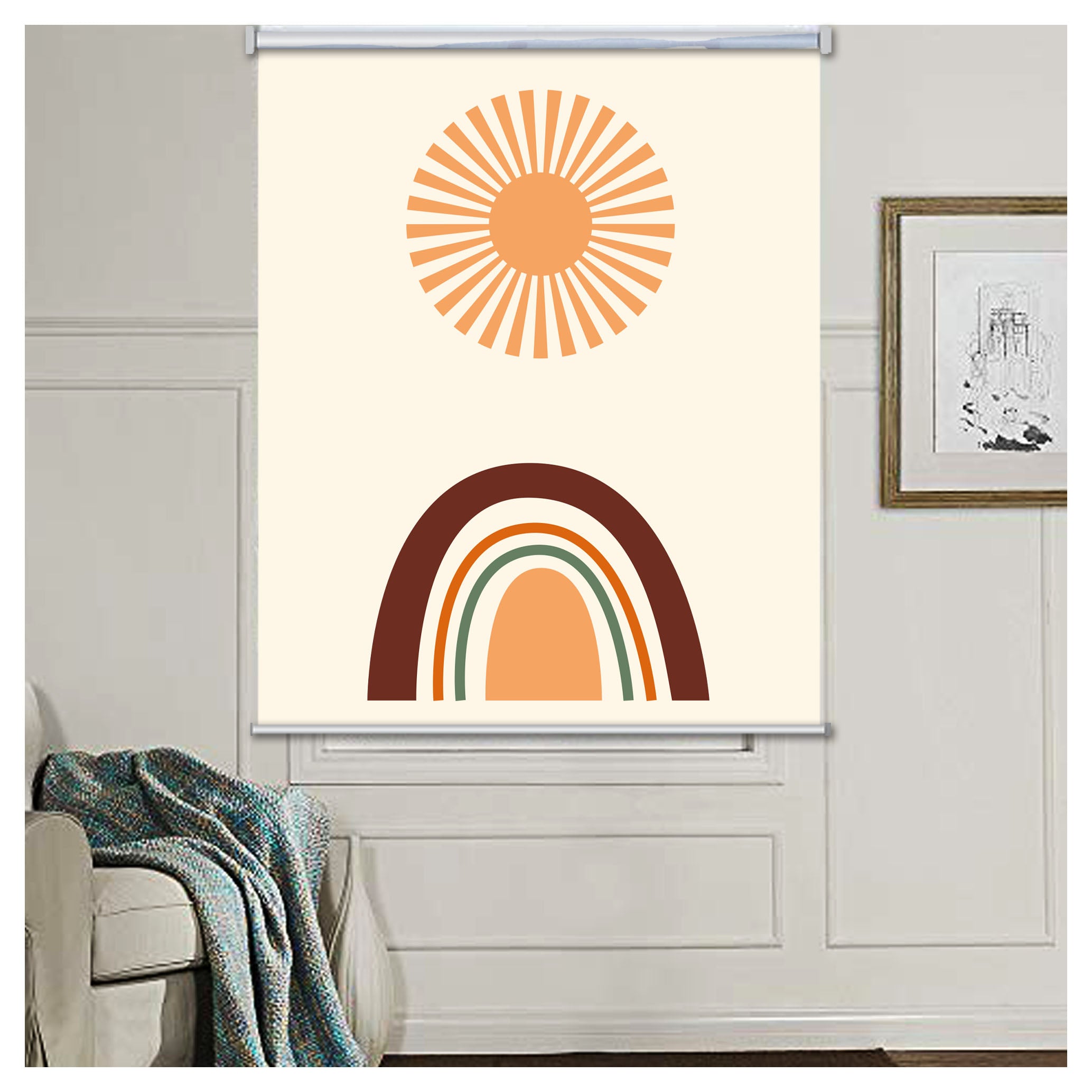 Mountain and Sun Bohemian Window Roller Shade – Art Shades