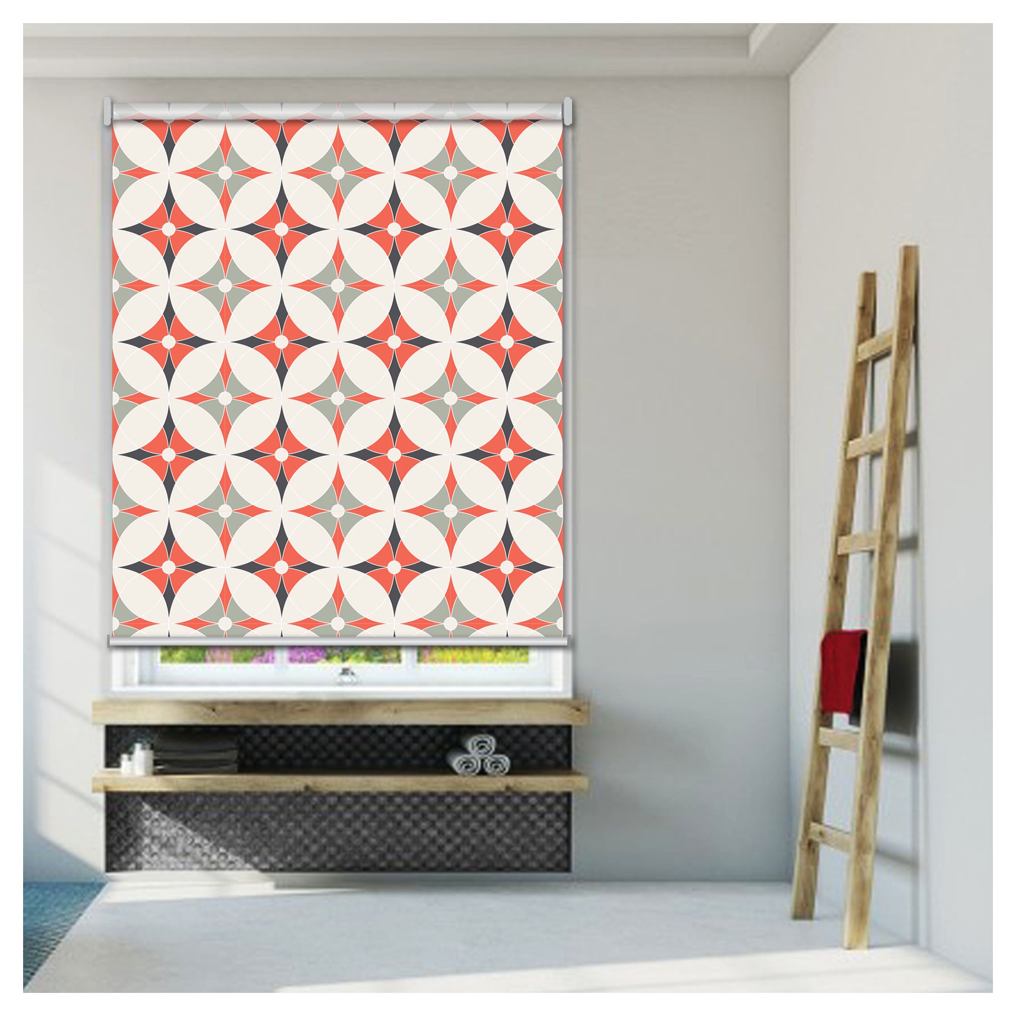Mid Century Geometric Mosaic Pattern Window Roller Shade – Art Shades