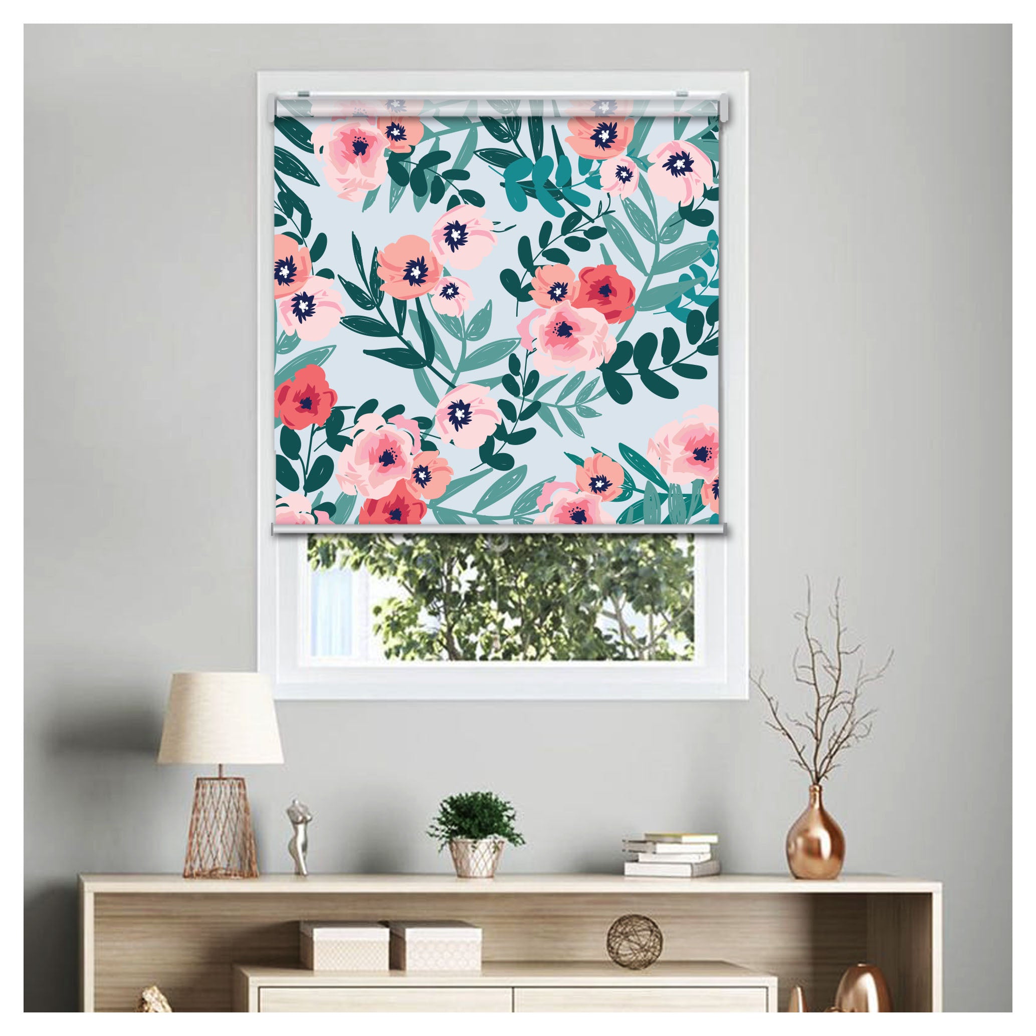 Flora Flower Botanical Print Window Roller Shade – Art Shades